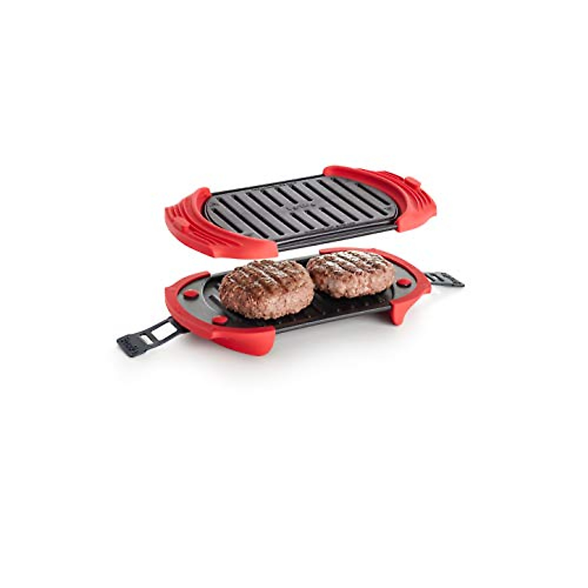Lekue Microwave Grill, Sandwich Maker, Panini Press, 10 In x 5.7 In, Red