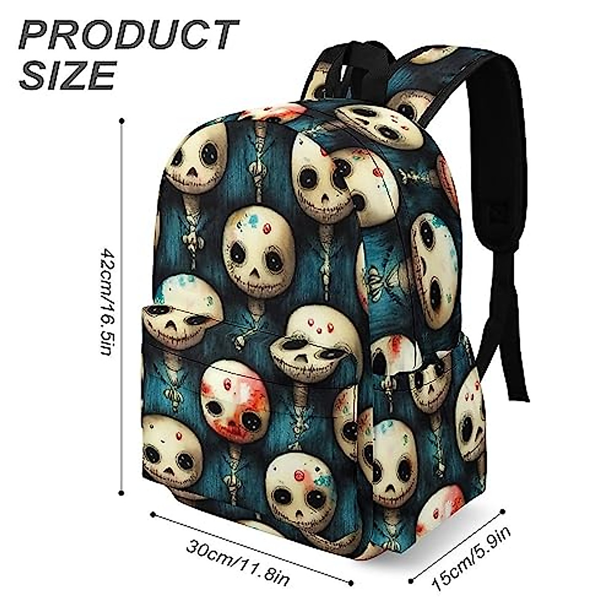 RIMENCH Lightweight Casual Laptop Backpack For Men And Women Halloween Cute Gothic Horror Voodoo Dolls Daily Use Backpack For College