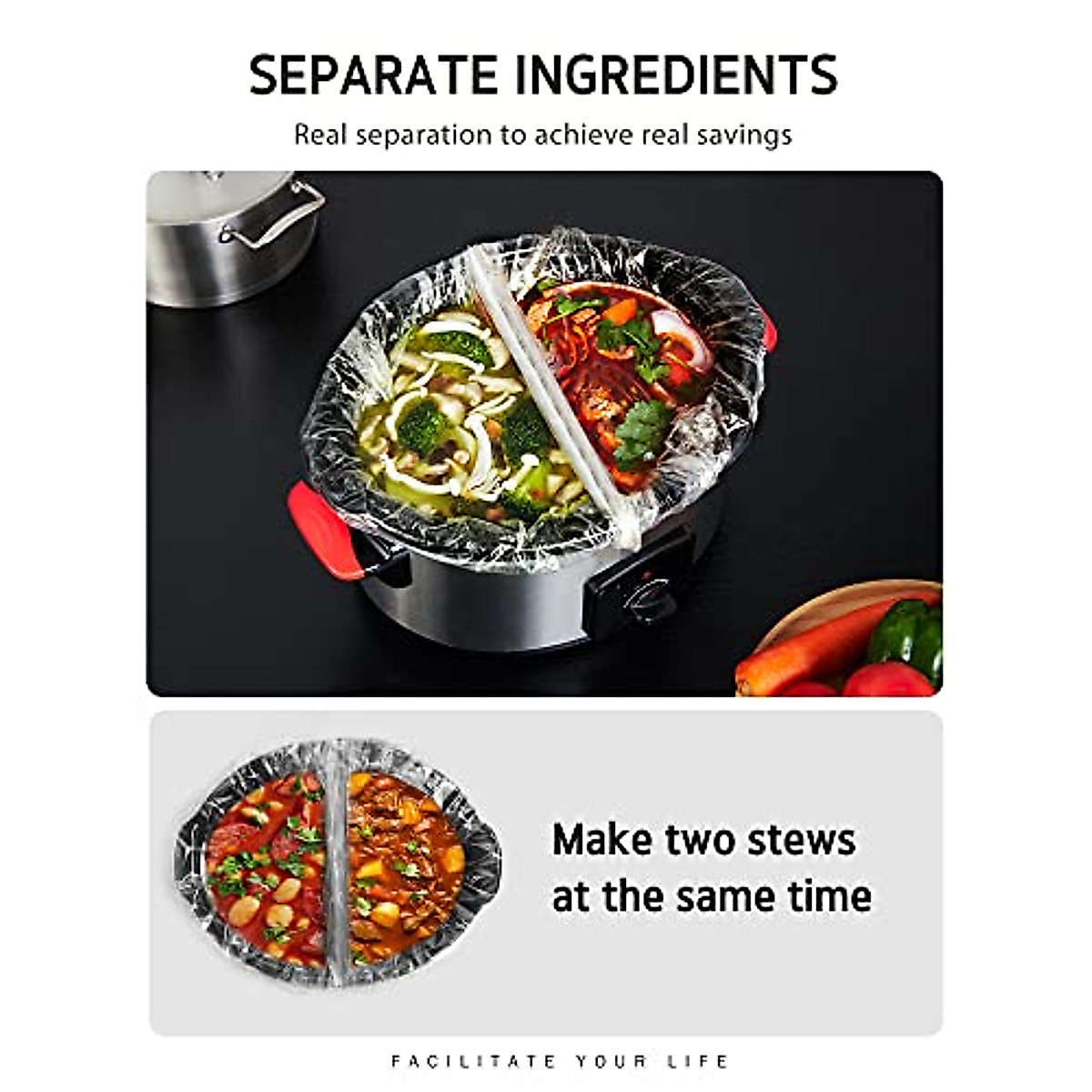 Syntus Slow Cooker Liners, Cooking Bags Large Size Crock Pot Liners Disposable Pot Liners Plastic Bags, Fit 3QT to 8QT for Slow Cooker Crockpot Cooking Trays, 13"x 21" 1 Pack (15 Liners)