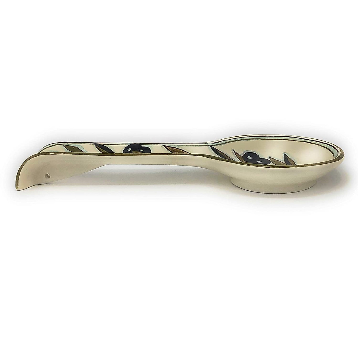 CERAMICHE D'ARTE PARRINI - Italian Ceramic Spoon Rest Holder Decorated Olives Pottery Art Hand Painted Made in ITALY Tuscan