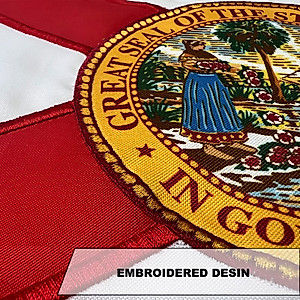 AZCOVER Florida Flag 12x18, Embroidered State Flag for Boat with 2 Brass Grommets