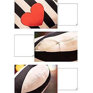 HXIYAN Black and White Striped Cushion, Shaped Pillow, Plush Mushroom Pillow, Lovely Chair, Sofa, Bedroom Decorative Pillow (15.7in, Love Stripe)