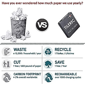 TileRec - Slimmest Voice Activated Recorder with 145 Hours Recording Capacity, MP3 Records, 24 Hours Battery Time, Metal Case – by Atto Digital