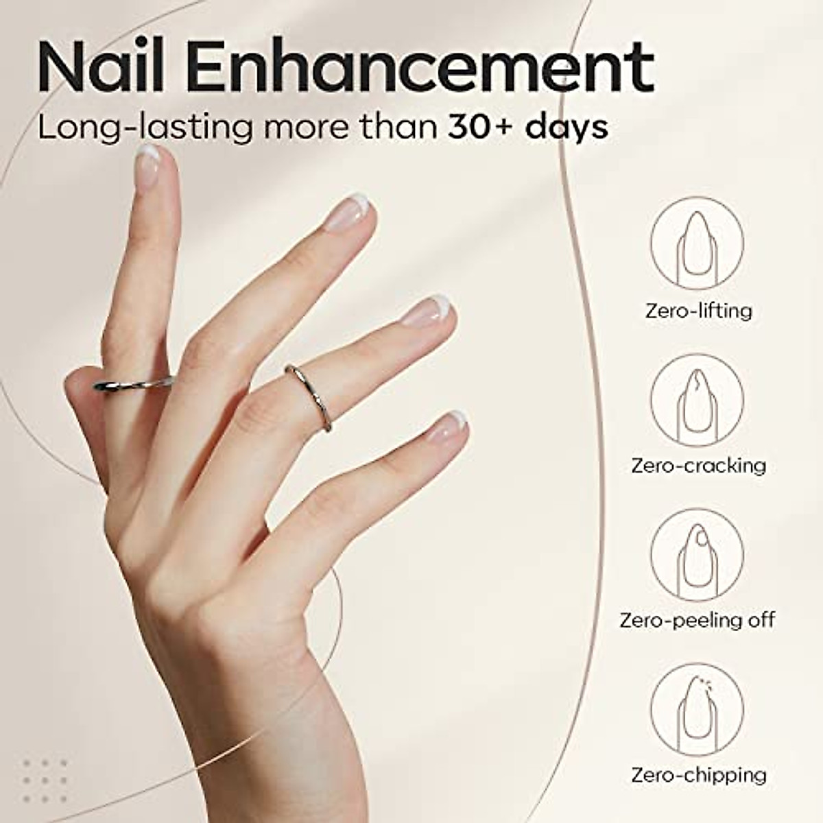 modelones Builder Nail Gel, 7-in-One Clear Gel Builder for Nail Thickening, LED Nail Lamp Cured Hard Gel Nail Strengthener Extension Gel Base Rhinestone Nail Glue Gel in a Bottle