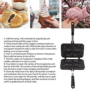 Taiyaki Pan, Japanese Non Stick Fish Shaped Pancake Double Baking Pan with Handle, Waffle Cake Maker Pan for Home DIY Cooking Party Dessert, Cook Up to 4 Pastry Dough