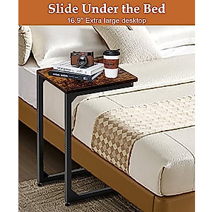 Artigarden C Table End Table with Metal Frame Small Side Table for Couch, Sofa TV Tray Table for Living Room, Bedroom, Bedside Matte Black