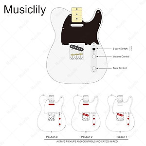 Musiclily Loaded Tele Control Plate Pre-Wired 3-Way Control Plate Wiring Harness with Tone Volume Control Knob for Fender for Telecaster Style Electric Guitar, Chrome