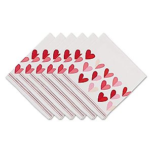 DII Valentine's Day Table Top Decor, Napkin Set, 20x20, Two Hearts, 6 Piece