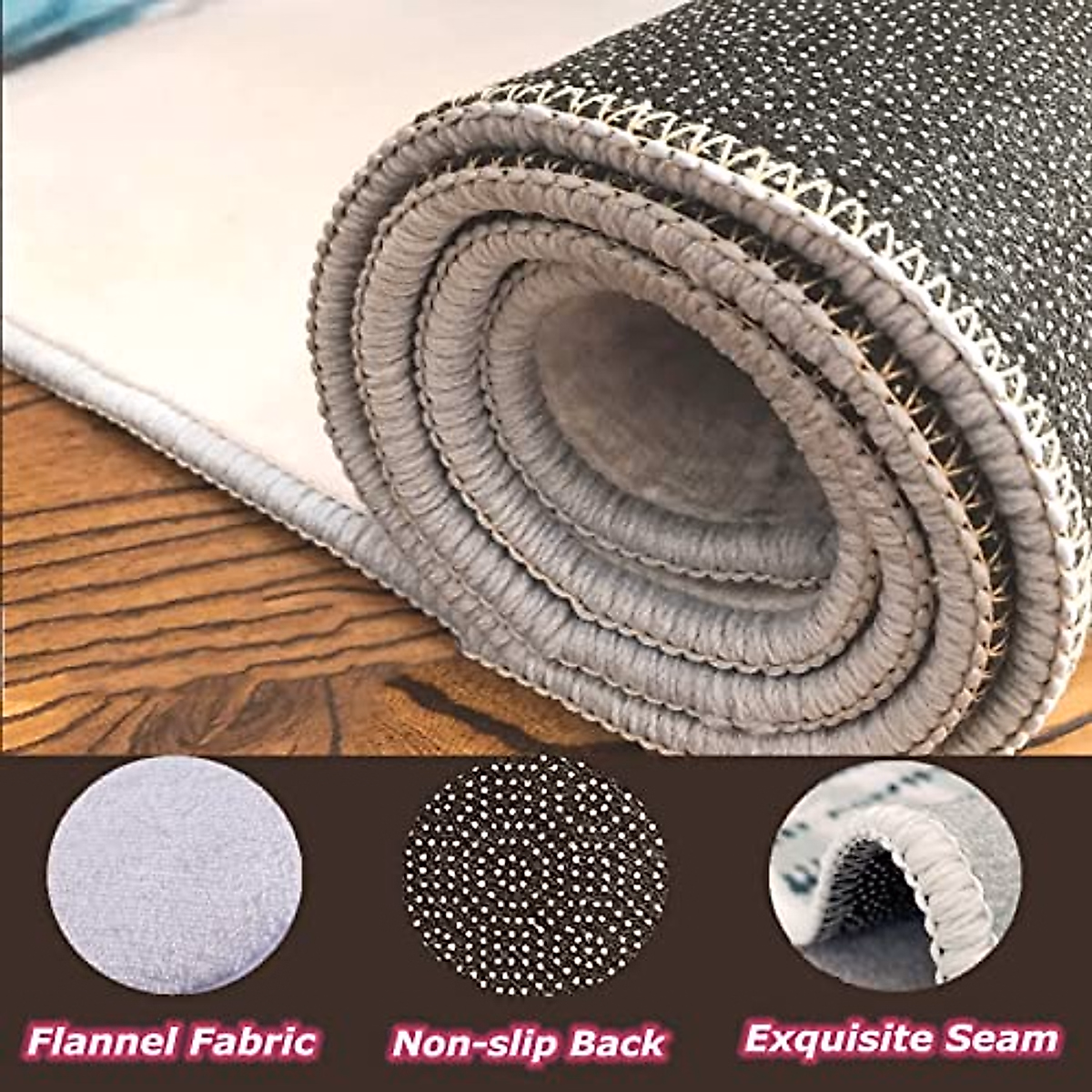 Nordic Rainbow Abstract Geometric Area Rugs, Boho Rainbow Geometric Easy Clean Rug, Soft Non-Skid Carpet Throw Rug for Kids Teen Girls Boys Bedroom, Living Room Bathroom Classroom Office 4ftx6ft