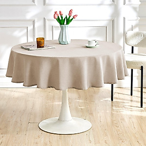 AUSSPVOCT Textured Linen 54 Inch Round Tablecloth Up to 36'' Tables, Waterproof Spill-Proof Fall Table Cloth Wrinkle Free Circle Dining Tablecover for Birthday Farmhouse Easter Holiday Party Decor