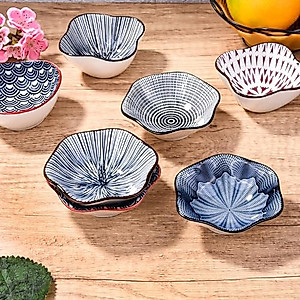 Whitenesser Black Soy Sauce Dishes,Ceramic Sauce Cups Dipping Sauce Bowls Set of 4 Serving Soy Sauce, Cold Dish (B)