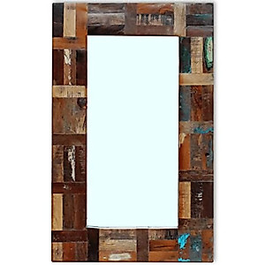 vidaXL Mirror Solid Reclaimed Wood-Framed 31.5"x19.7" Retro-Style Decoration