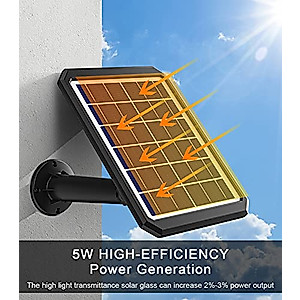 5W Solar Panels Compatible with Eufycam 2/2 Pro/2C/2C Pro/E, Waterproof Solar Powered Battery Charger for EufyCam with Visual LED Indicator, Wall Mounting Bracket Ground Stake -13ft Cable