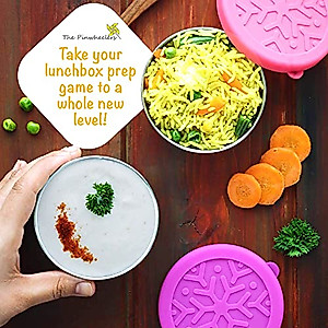 The Pinwheelers - 2 Storage Containers With Lids + 1 Insulated Bag, Food Storage Container for Mini Food, Adults & Kids Snack Container for Christmas Cookies/Christmas Candy, 220 mL, Yellow Gray Bag