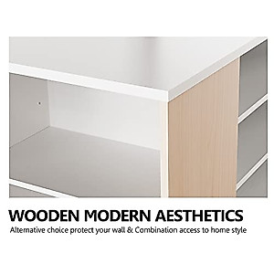 FITUEYES TV Stand with Mount for 32-70 inch TVs, Entertainment Center Holds Up to 110 Pounds, Swivel Floor TV Stand Mount for Living Room, Bedroom (Natural Television Stands, LED Light)