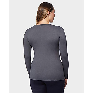 32 Degrees Heat Womens Ultra Soft Thermal Lightweight Baselayer Crew Neck Long Sleeve Top, Charcoal Heather, X-Large