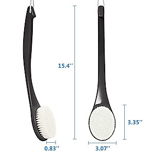 Exfoliating Shower Brush, Bath Body Brush, Never Mold Back Brush Long Handle for Shower, Dry Brushing Body Brush or Wet Brush with Moderate Bristles Black