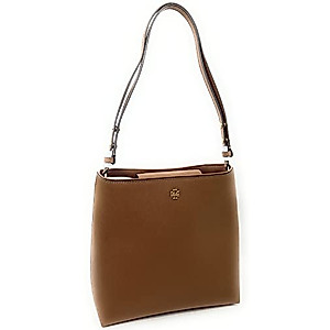 Tory Burch Emerson Womens Saffiano Leather Bucket Bag (Moose)