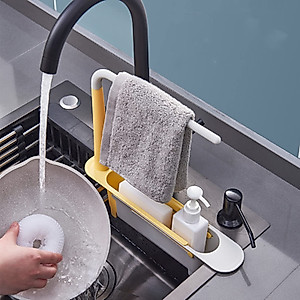 MOKILY Kitchen Sponge Brush Holder Towel Rack with Water Leaking,Kitchen Sink Caddy Organizer for Sponge Brush Dishcloth Rack-Kitchen Sink Accssories-Scrub Daddy Holder