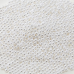 Savita 3000 Pieces 4 mm Round White Satin Beads Spacer Beads for DIY Crafts Necklaces Bracelets Earrings Rings Jewellery Making