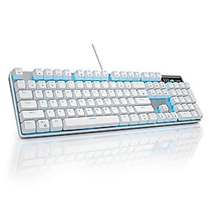 MageGee Mechanical Gaming Keyboard, Wired USB Adjustable Backlight Keyboard, New Mechanical Storm 100% Anti-ghosting Keyboard with Red Switches for Windows PC/MAC Games (White)