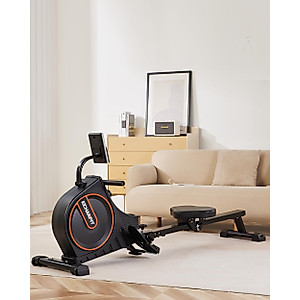 ECHANFIT Magnetic Rowing Machines for Home, LCD Monitor with Backlight and Tablet Holder, 16 Levels Adjustable Resistance, 350 LB Weight Capacity Foldable Rower for Home Gym Cardio Workout