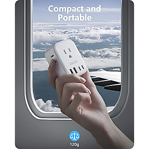 European Travel Plug Adapter, LENCENT International Type-C Foldable Power Plug with 4 Outlets, USB C Charger Adaptor, US to Most of Europe EU Iceland Spain Italy France Germany, Cruise Ship Approved
