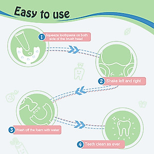 Arsty Kids U Shaped Toothbrush, Food Grade Soft Silicone Brush Head with Handle, Manual 360° Oral Teeth Cleaning Brush for Toddlers and Children (Age 1-6 Pink)