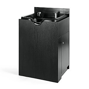 Beautystyle Shampoo Station Shampoo Bowl with Cabinet Portable Hair Wash Sink Black for Salon