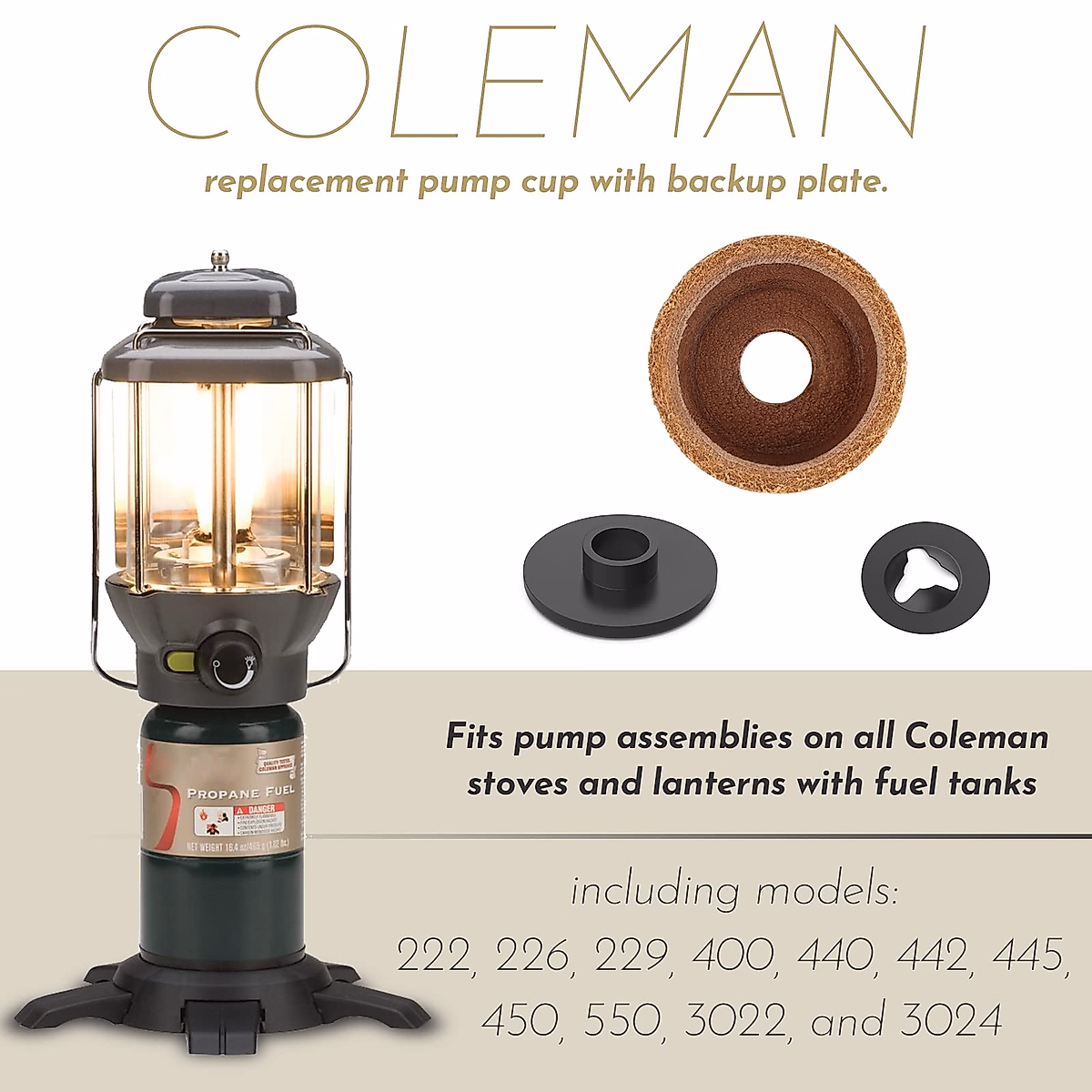 3000005094 For Coleman Lantern Stove Pump Cup Replacement Kit with Leather Pump Cap,Metal Nut and Plastic Cap for Air Seal (Compatible with Coleman Multiple Models)-1 Pack
