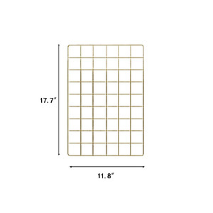 FRIADE Wall Grid Panel for Photo Display,Wall Storage Organizer,5 Metal Clips & 3 S Hooks & 4 Nails & 4 Plastic Hanging Buckles and 4 Screws Offered,Size 17.5" x 11.8",2 Pack(Gold)