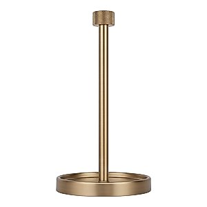 Ivilon Countertop Paper Towel Holder - Modern Knurling End Cap Minimalist Design - Color Warm Gold