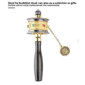 01 02 015 Buddhist Prayer Wheel, Durable Brass Tibetan Prayer Wheel for Religion Gifts for Decoration(Gold)