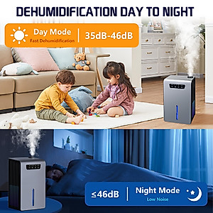 Dehumidifier,2 in 1Humidifier Dehumidifier Combo,102 OZ Water Tank Dehumidifiers for Home Bedroom,Small Dehumidifier for Basement Bathroom,Auto Shut Off,Sleep Mode,7 Colors LED Light