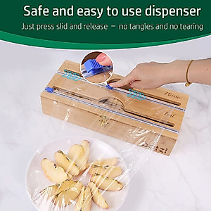 2 in 1 Food Wrap Organizer with Cutter, Bamboo Wrap Dispenser for Aluminum Foil, Wax Paper, Plastic Wrap, Wall Mounted or Kitchen Drawer Organization and Storage Holder,Max for 12" Roll