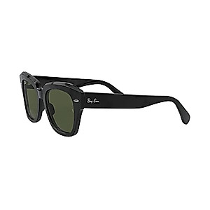 Ray-Ban RB2186 State Street Square Sunglasses, Black/G-15 Green, 49 mm