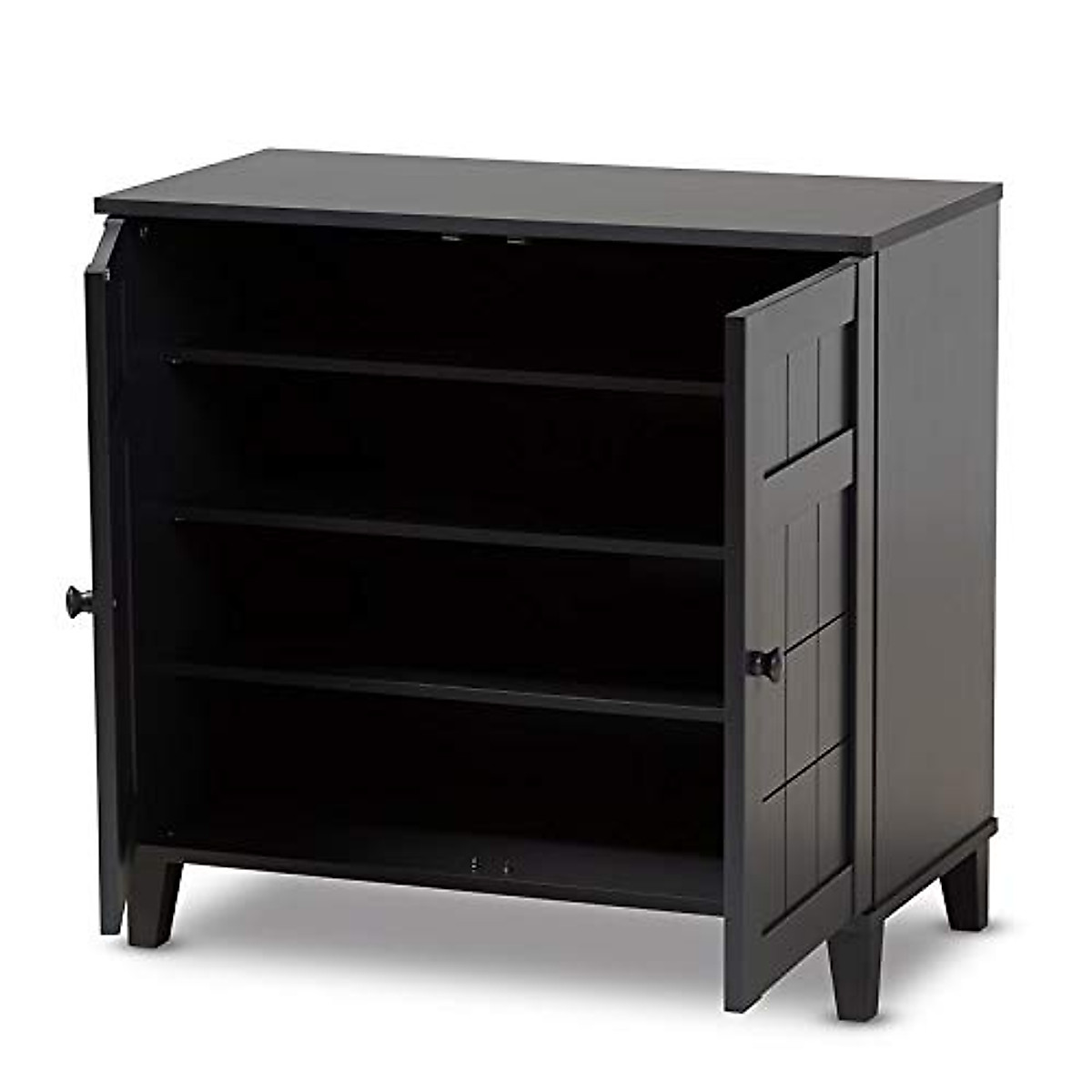 BOWERY HILL Contemporary 4-Shelf Wood Shoe Cabinet in Dark Gray