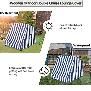 Sobana Kids Outdoor Chaise Lounge Cover for Wooden Double Chaise Lounge,Waterproof Patio Furniture Cover with Zipper for Kids or Pets,Blue