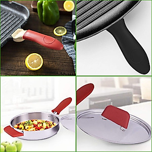 6 Pack Silicone Hot Handle Holder, Heat Protecting Silicone Assist Handle Set for Cast Iron Skillets, Pans, Frying Pans & Griddles, Hot Resistant Pot Holder Sleeves Cookware Handle Cover,Hot Mitt