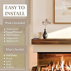 Avana Floating Fireplace Mantle - Mantles for Over Fireplace - Wall Mount Fireplace Mantel Shelves - Handcrafted Natural Wood Fireplace Mantels - Fireplace Mantel 72 Inches x 8 x 3 - Rustic Brown