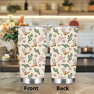 Western Coffee Tumbler, 20 oz Tumbler, Insulated Coffee Mug with Lid, Stainless Steel Thermal Cup, Vacuum Water Bottle Travel Mug Drinking Cups, Western Gifts for Women Girls Sisters, Western Stuff