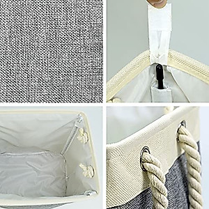 Casaphoria 75L Laundry Hamper with Support Rods and Rope Handles, ,Freestanding Rectangular Fabric Storage Basket Large Cube Organizer,Collapsible Dirty Clothes Canvas Hampers