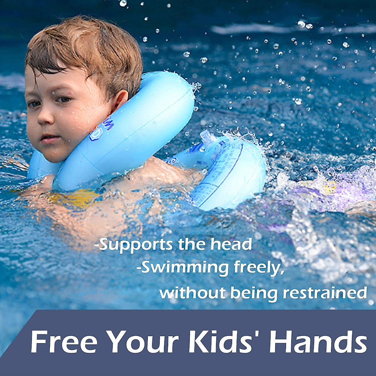 Hyfoo Floaties Swim Vest for Child, Portable Inflatable Pool Floats Swimming Ring with Adjustable Safety Buckle, Safety Swim Arm Bands with Double Surround Air Bag, Durable Float Tube for Kids/Adult