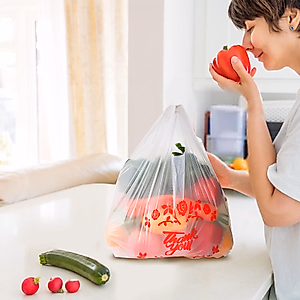 Yesland 500 Ct Plastic Bags, Thank You Reusable Grocery Bag Disposable T-shirts Carryout Shopping Bags, 13 x 7 x 21 Inch, 15 Mic, 0.6 Mil Bulk Shopping Bags for Grocery Retail Restaurant, Red Flower