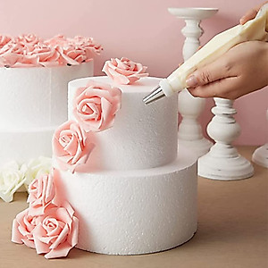 SHERCHPRY 4pcs Craft Shapes Foam Wedding Decor Cake Decorating Foams Cake Simulated Cake Model Cake Practice Round Cake Dummies 6 Cake Tier Faux White Flowers Practice Tools To Rotate