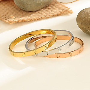 YUFANHY Love Bracelet Cuff 18k Gold Plated Stainless Steel Love Bracelet For Women Novelty And Mother Daughter Bracelet Jewelry Oval Bangle Witness The Of Love Wedding For Couple（gold）