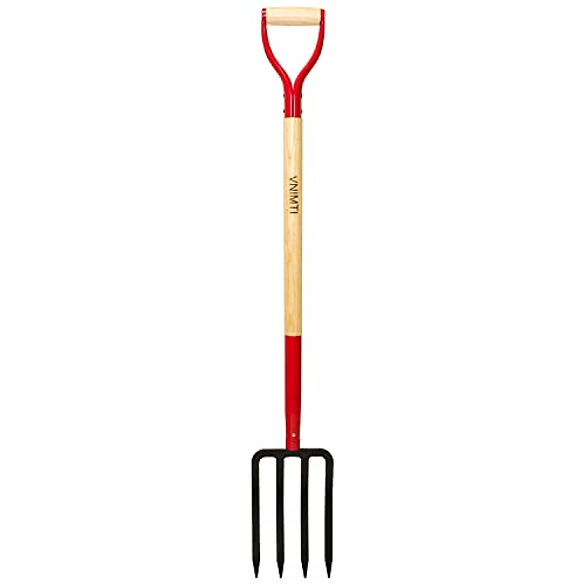 VNIMTI Garden Fork,4-Tine Spading Fork,Compost Fork,Steel Digging Fork,45Inch,Steel Y-Grip,Wooden Handel