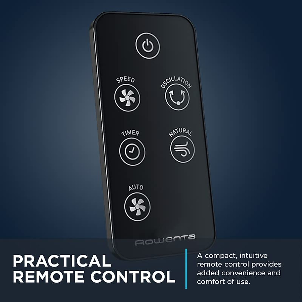 Rowenta Urban Cool Silent Tower Fan with 3 speeds, oscillation, remote control, timer, 3 Speeds, Black + Wood Effect