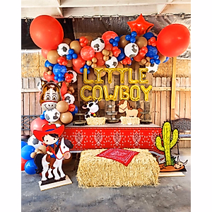 JeVenis Little Cowboy Baby Shower Decorations Western Baby Shower Decoration Wild West Baby Shower Balloons Cowgirl Tablecloth Horse Balloon