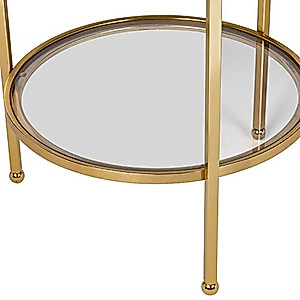 Amazon Brand – Rivet Modern Round Metal Coffee Table, 18.5"H, Gold and Glass